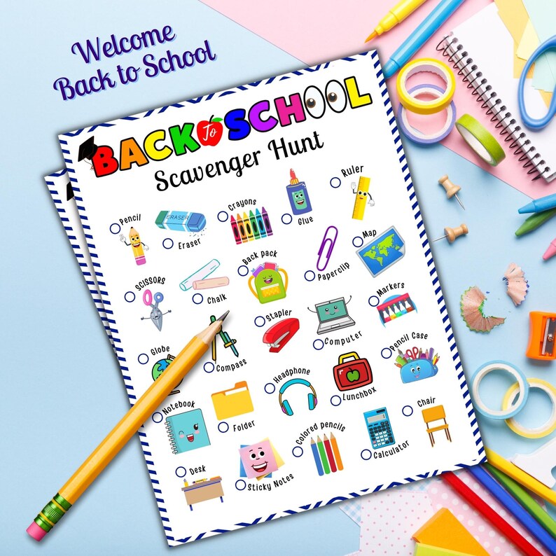 Back to School Scavenger Hunt, Printable Back to School Game, Classroom ...