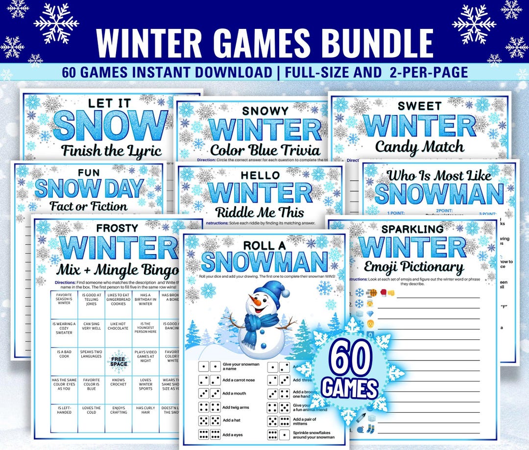 Winter Games Bundle, Winter Party Games, Winter Family Games, Winter ...