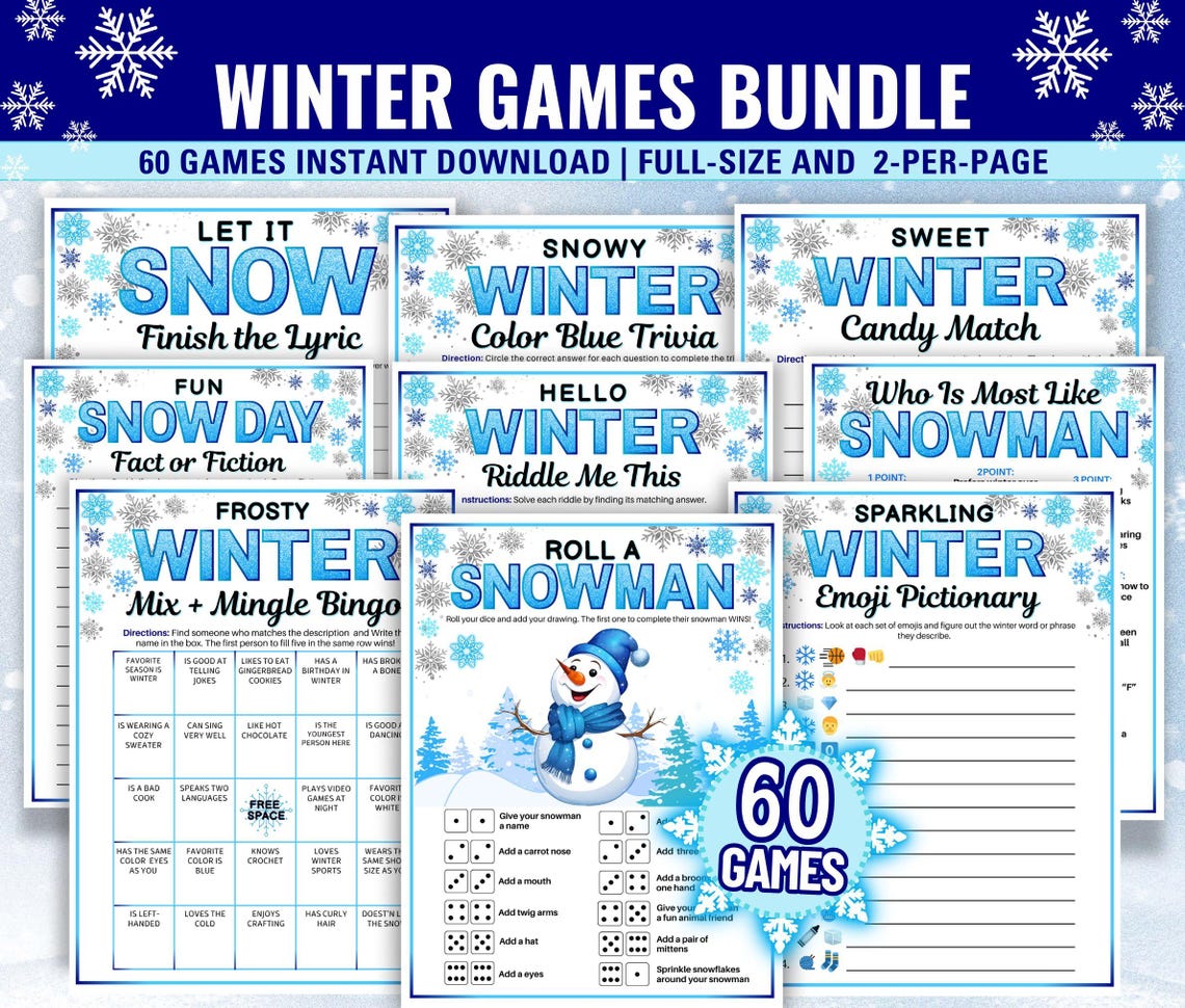 Winter Games Bundle, Winter Party Games, Winter Family Games, Winter ...