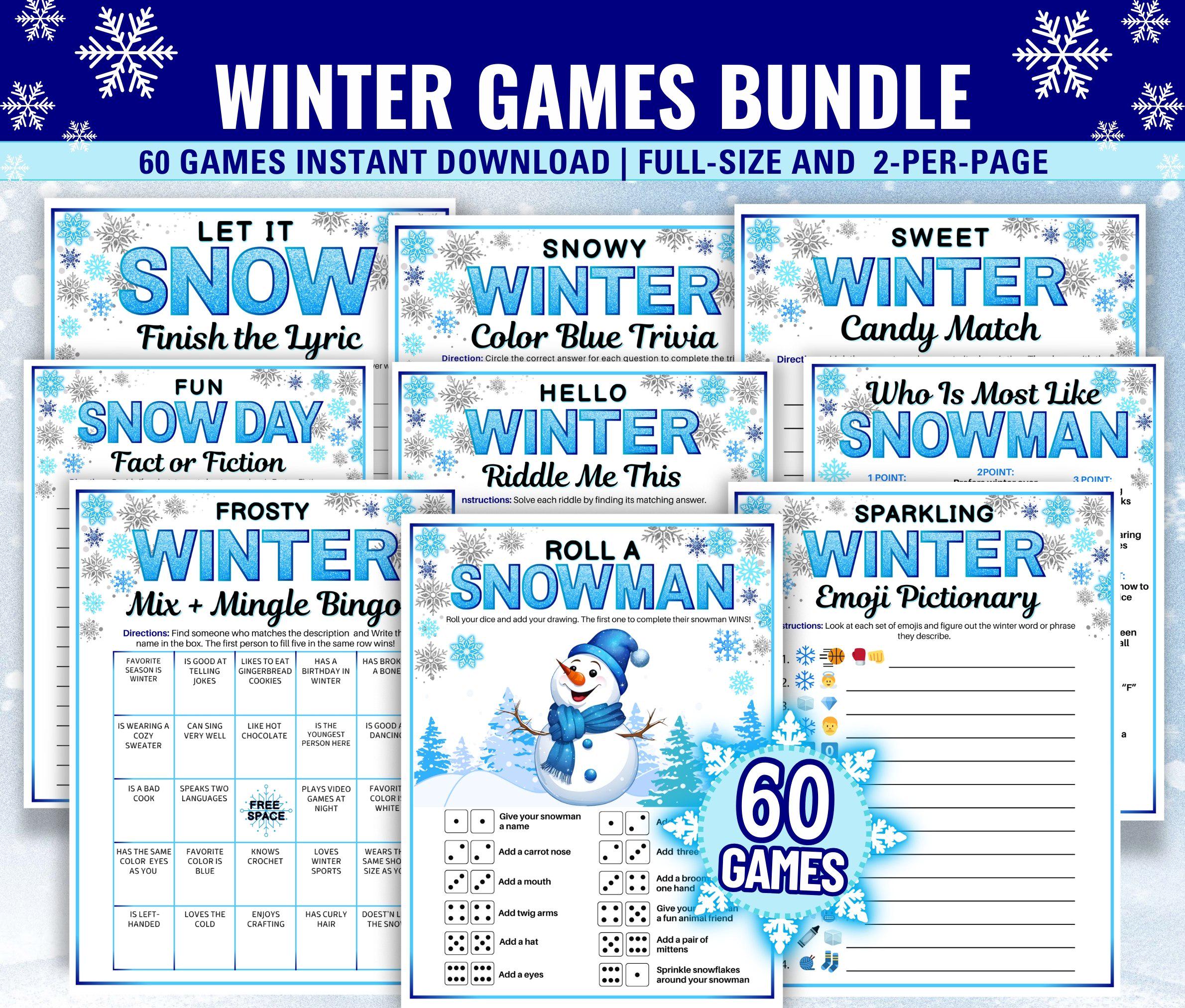 Winter Games Bundle, Winter Party Games, Winter Family Games, Winter ...