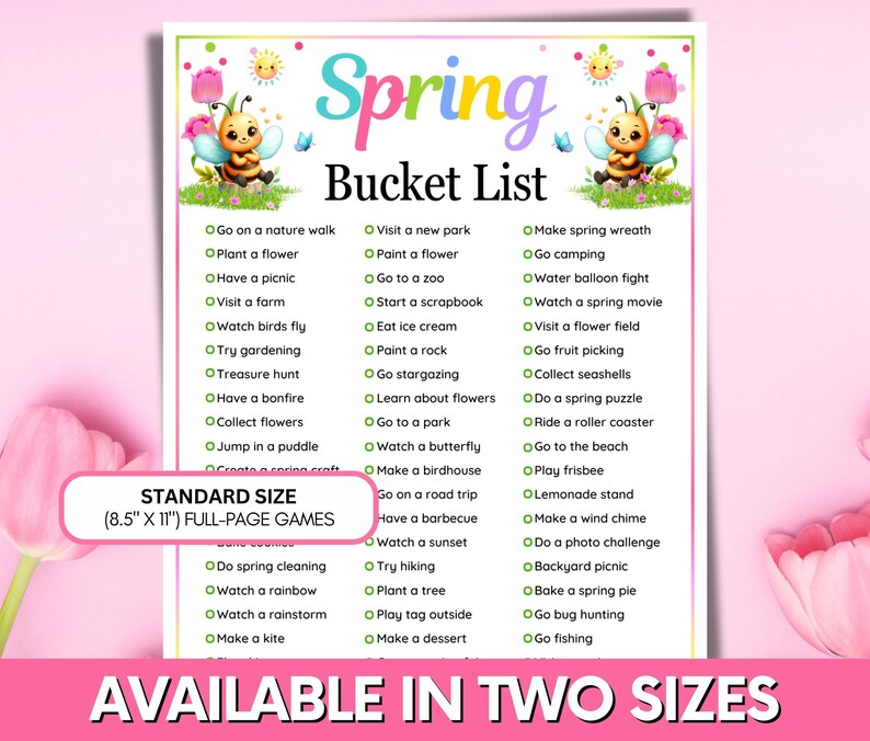 Spring Bucket List, Family Activities Printable (PDF) - Etsy