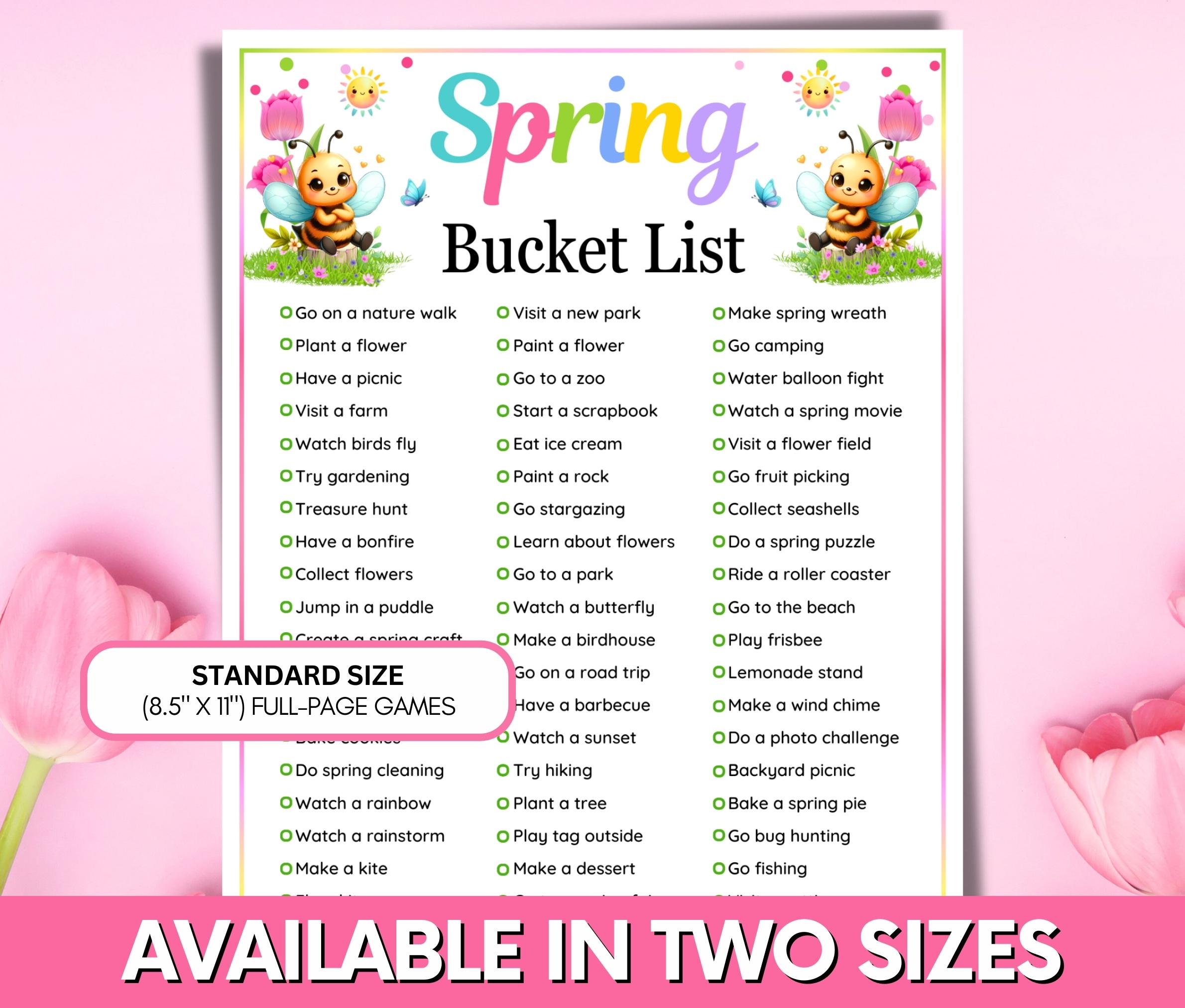 Spring Bucket List Printable, Spring Activities to Do List, Spring ...