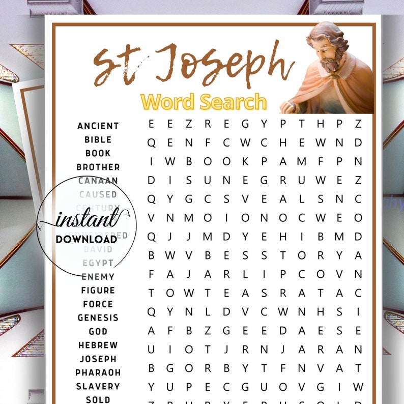 St Joseph Word Search Game, Bible Word Search, Bible Activities Print ...