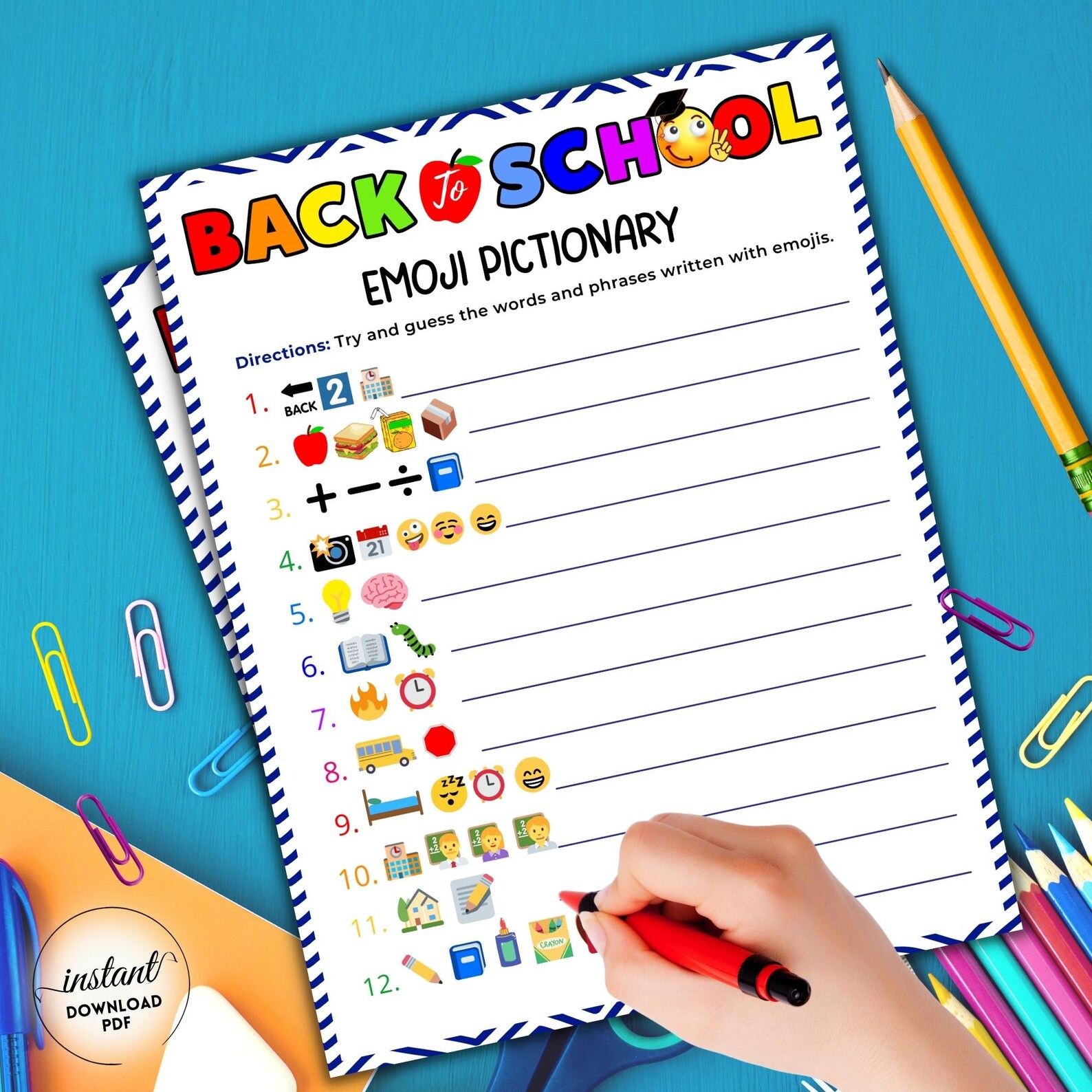 Back to School Emoji Game, Printable Back to School Game, Emoji ...