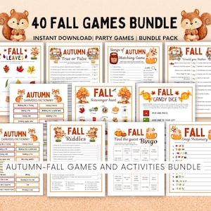 Fall Games Bundle: 40 Autumn Activities for Kids & Adults (PDF) - Etsy