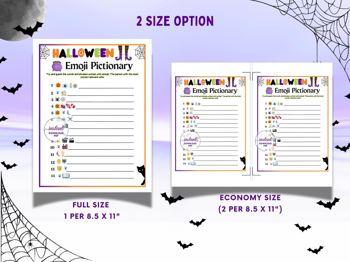 Halloween Emoji Pictionary Printable Game, Halloween Party Games ...