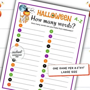 How Many Words Game, Halloween Printable Games for Kids, Halloween ...