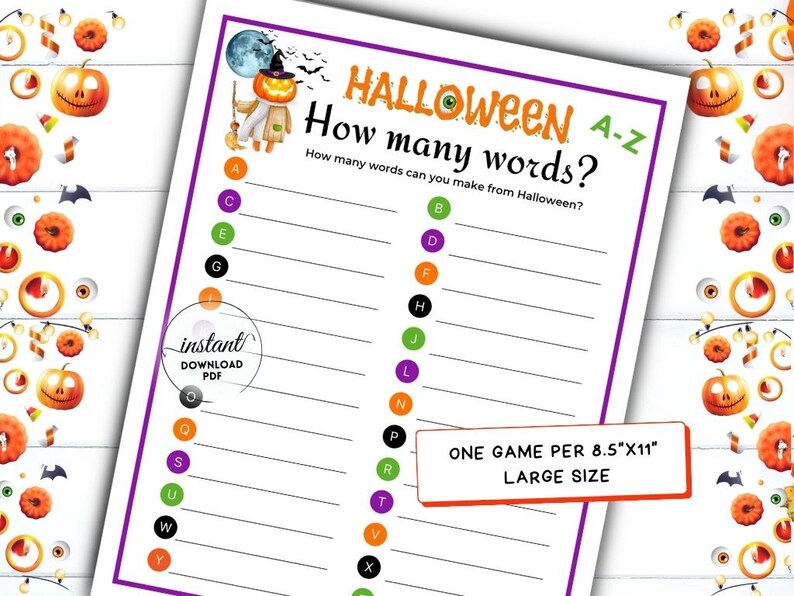 How Many Words Game, Halloween Printable Games for Kids, Halloween ...