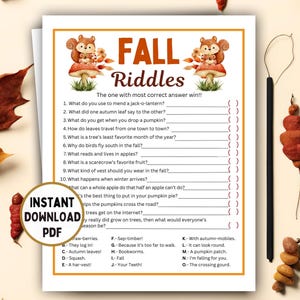 Fall Riddles Game,jokes for Kids,autumn Game, Fall Activity for Kids ...