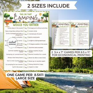 Camping This or That, Would You Rather Game, Camping Activities for ...