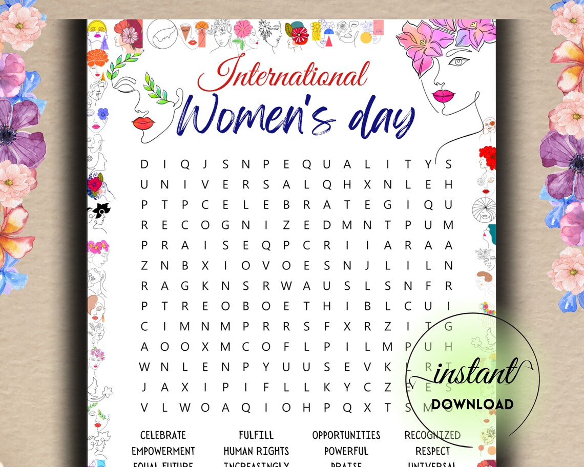 International Women's Day Word Search, Women's History Month School ...