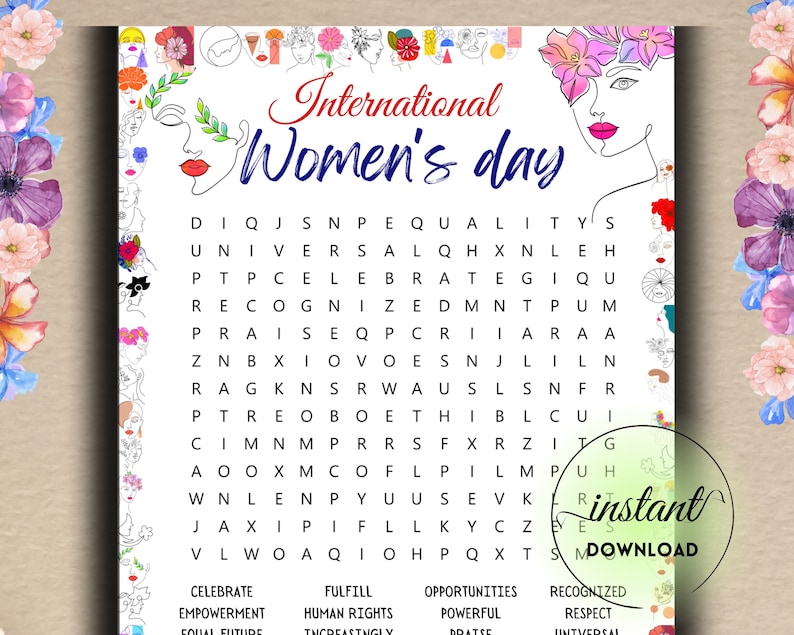 International Women's Day Word Search, Women's History Month School ...