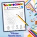 Back to School Word Search, Printable Back to School Game, First Day of ...