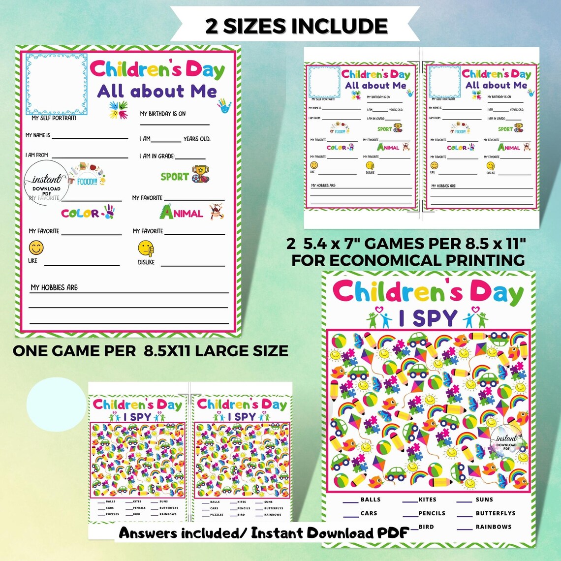 Children's Day Games, Printable Games for Kids, Kids Trivia, Party Game ...