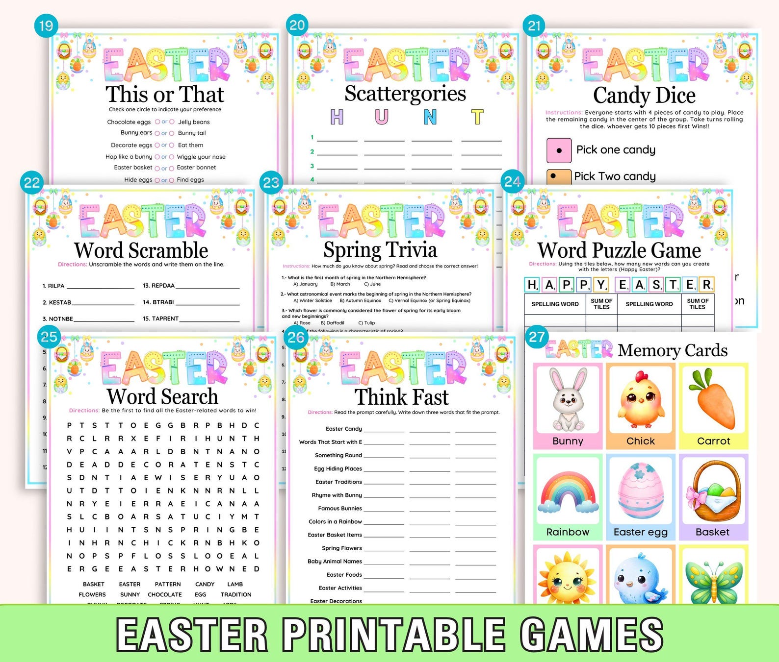 Easter Games Bundle, Easter Party Games, Easter Family Games, Office ...