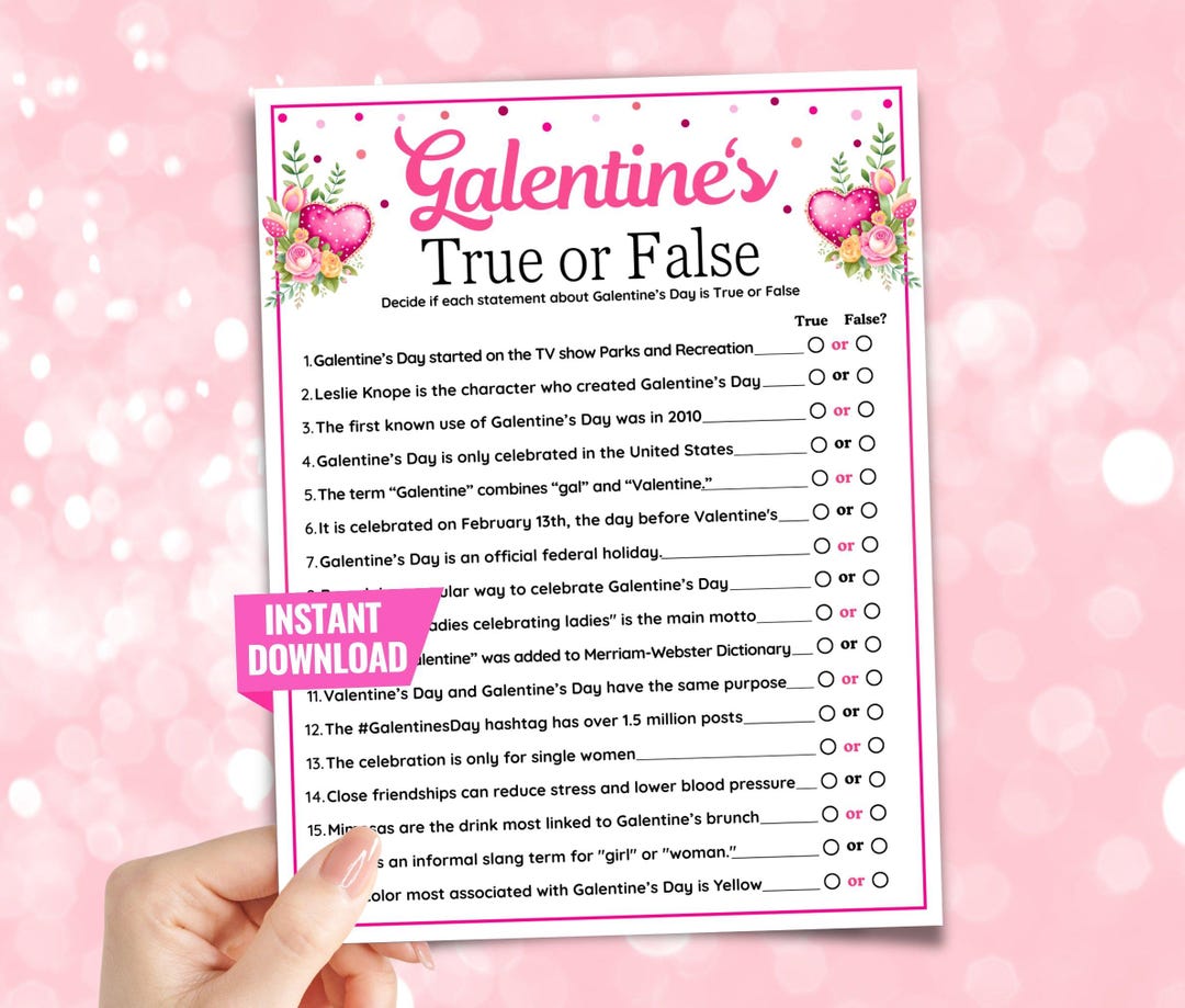 Galentine's Day Trivia Game, True or False Quiz (digital Download) - Etsy
