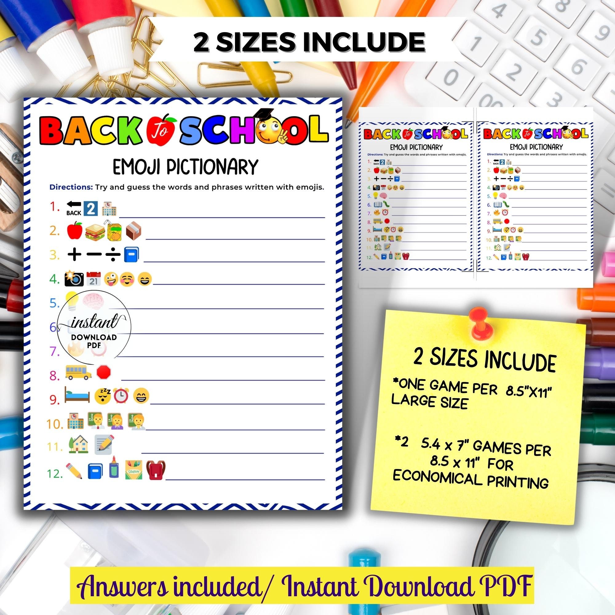 Back to School Emoji Game, Printable Back to School Game, Emoji ...