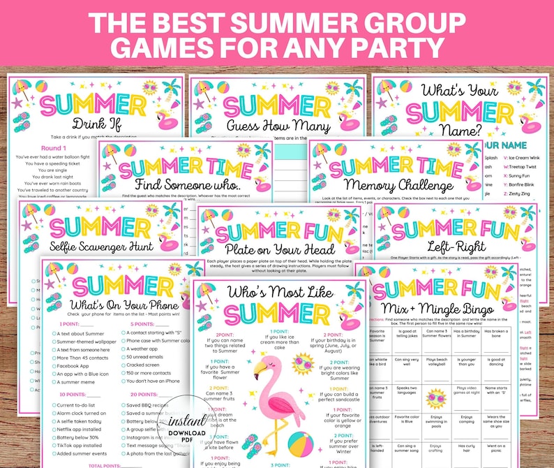 Summer Fun Games Bundle, 70+ Printable Activities (digital Download) - Etsy