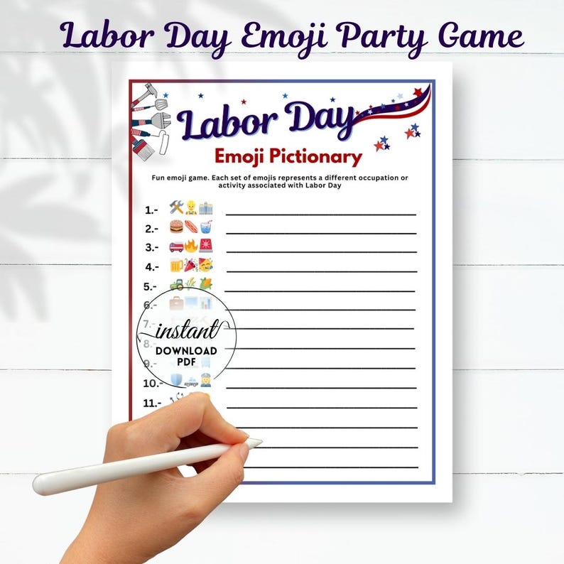 Labor Day Emoji Pictionary Trivia,labor Day Game, Patriotic Day ...