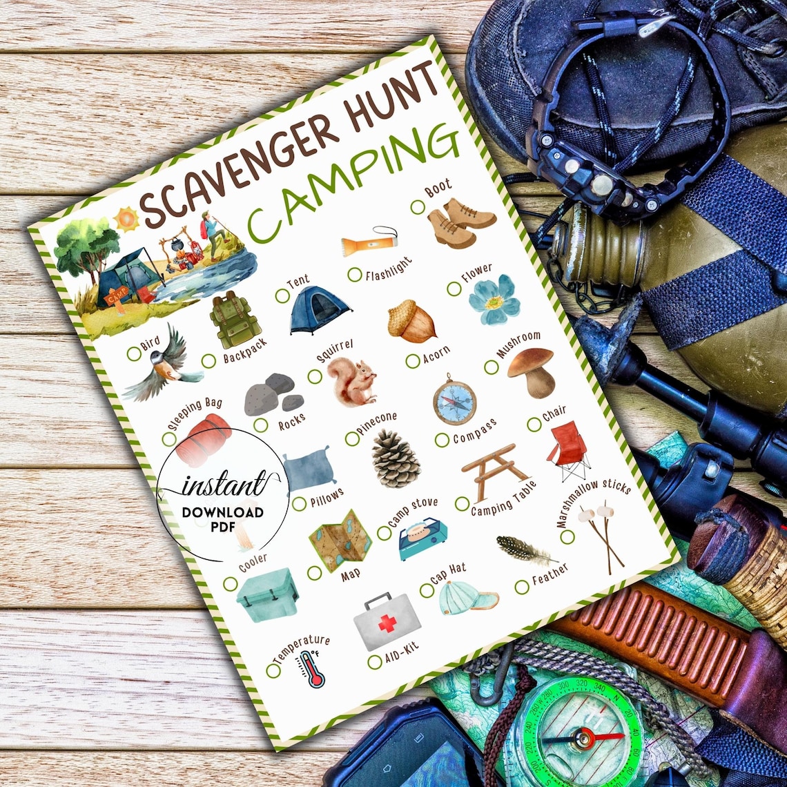 Camping Scavenger Hunt, Printable Nature Scavenger Hunt, Camping ...