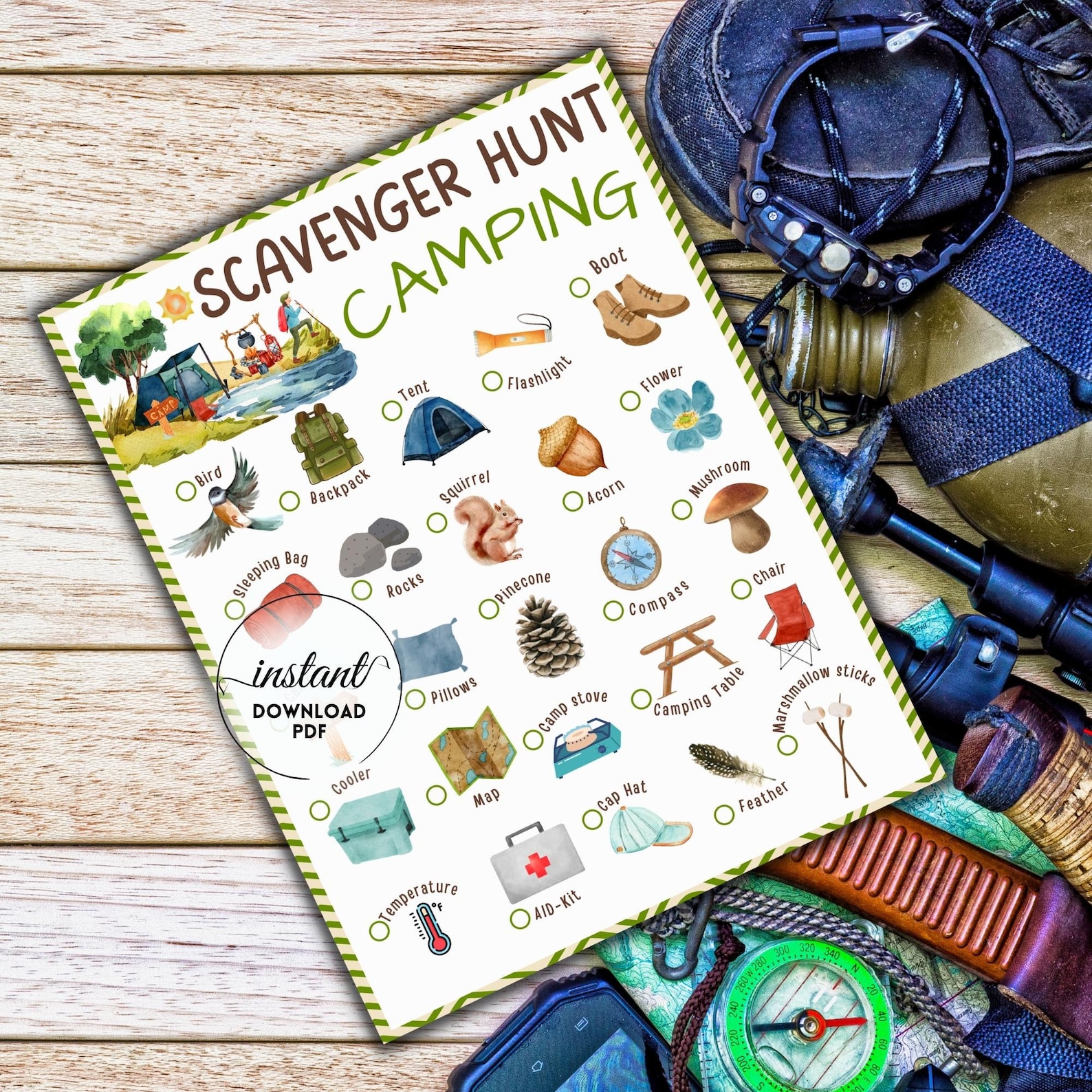 Camping Scavenger Hunt, Printable Nature Scavenger Hunt, Camping ...