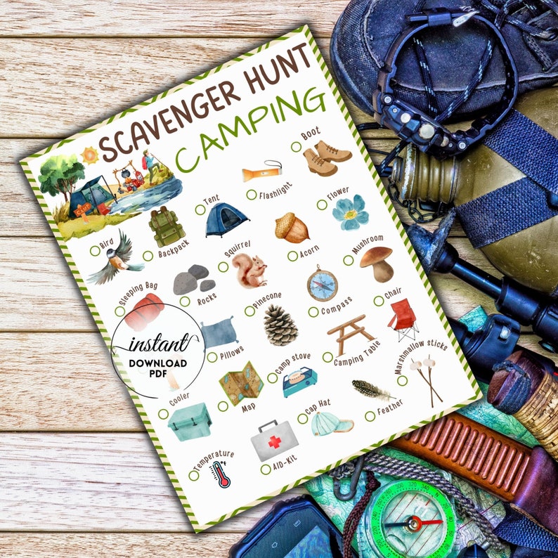 Camping Scavenger Hunt, Printable Nature Scavenger Hunt, Camping ...