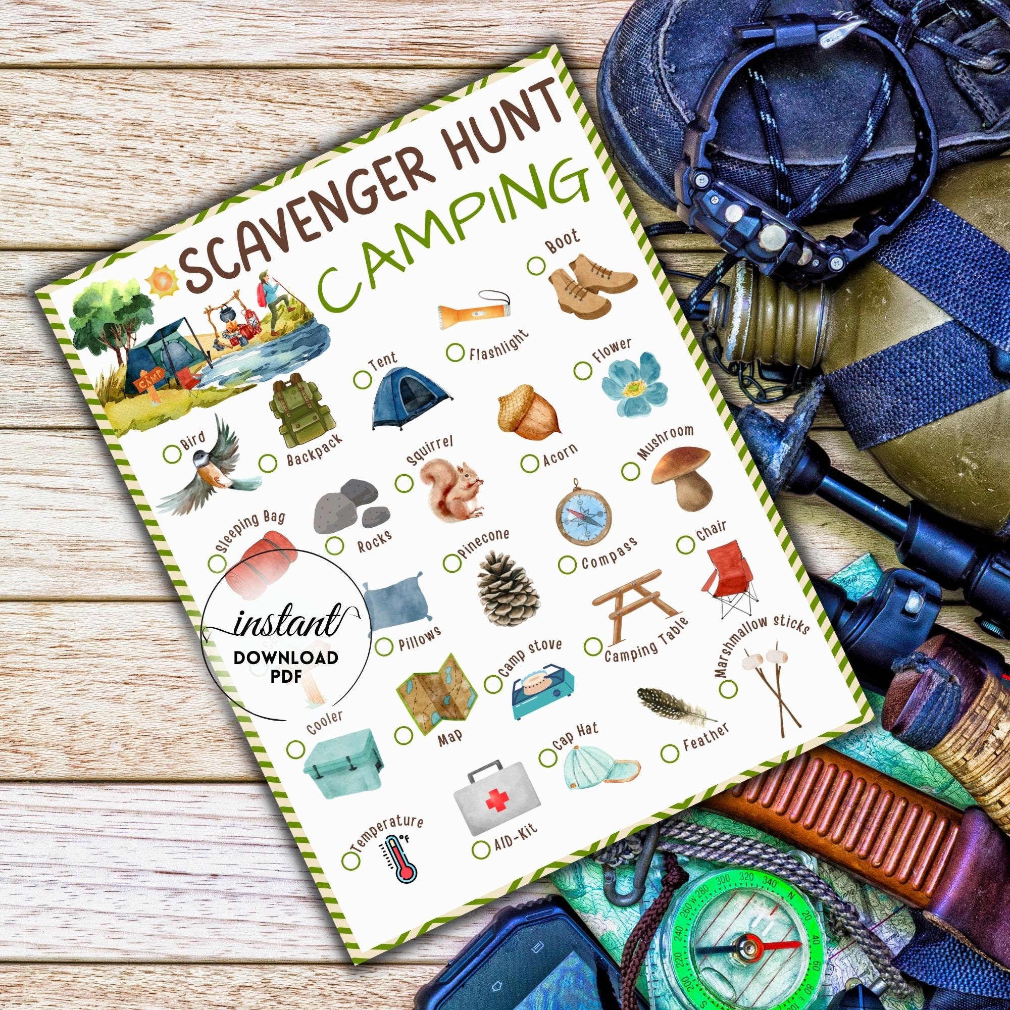 Camping Scavenger Hunt, Printable Nature Scavenger Hunt, Camping ...