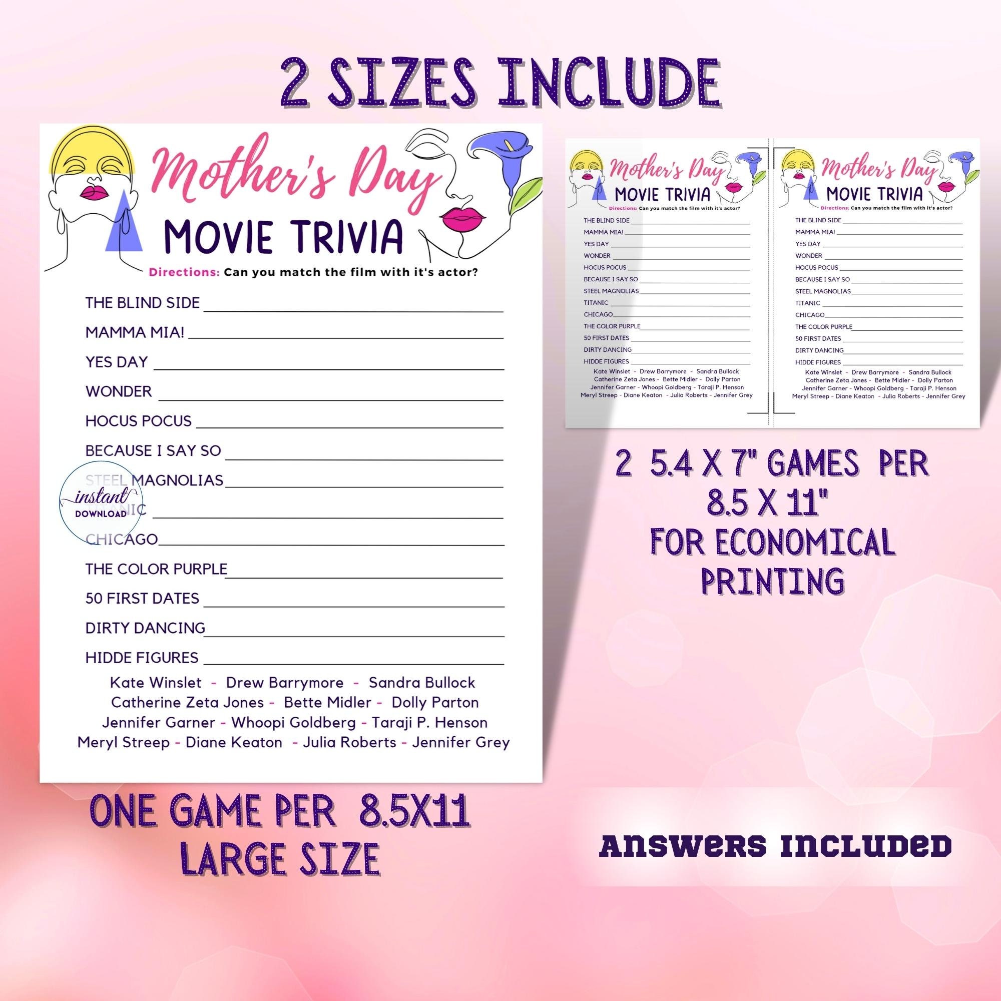 Mothers Day Movie Trivia Game | Mom Movie Quiz | Match the Movies Cast ...