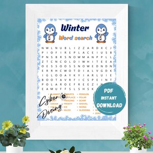 Winter Word Search Game Fun Printable Winter Games | Etsy