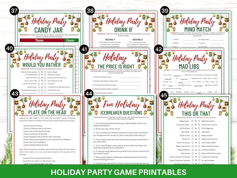 Holiday Office Party Games Bundle, Office Holiday Games, Adult Office ...