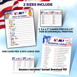 Fourth of July Game Bundle, Printable Fourth of July Games, Activities ...