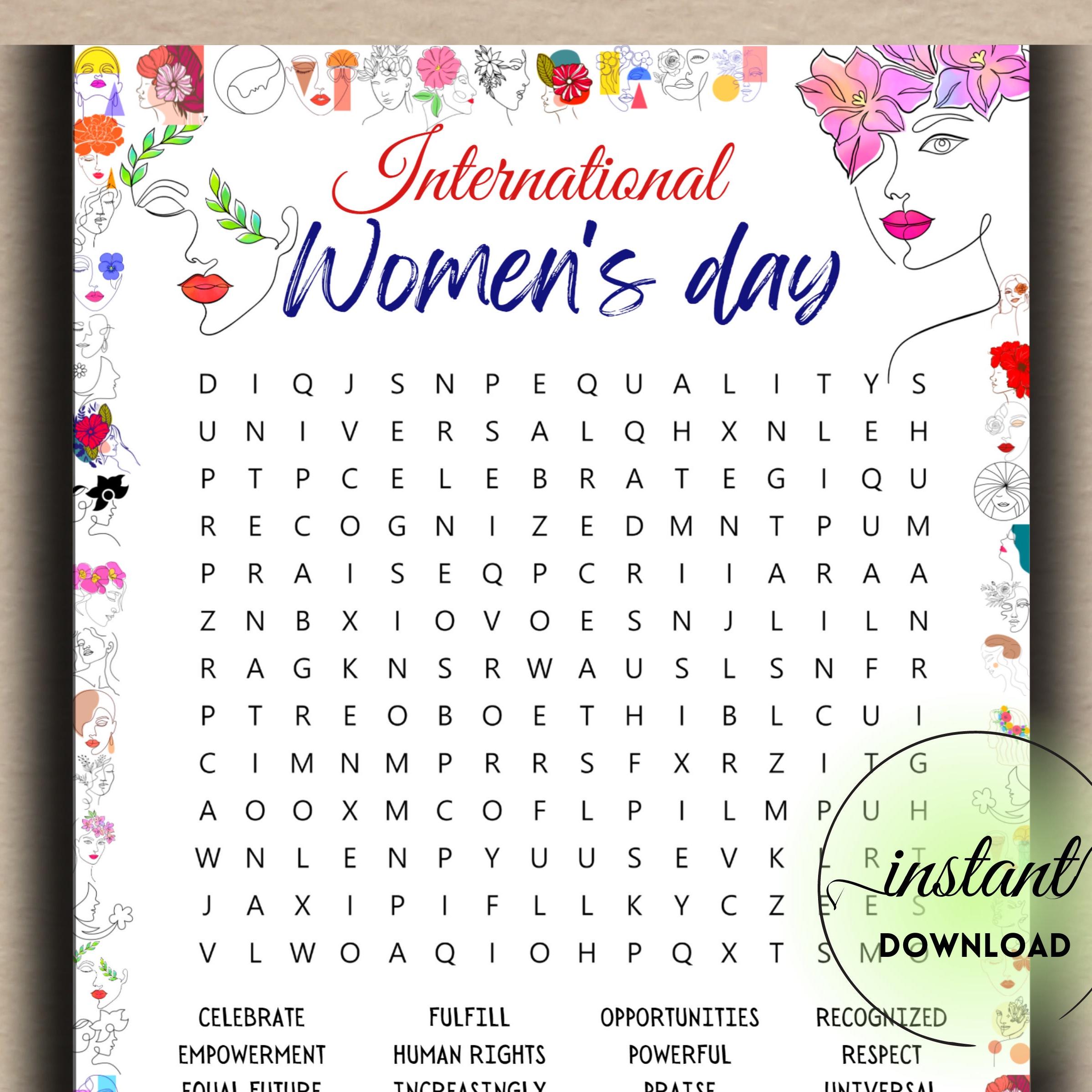 International Women's Day Word Search, Women's History Month School ...