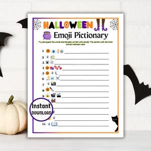 Halloween Emoji Pictionary Printable Game, Halloween Party Games ...