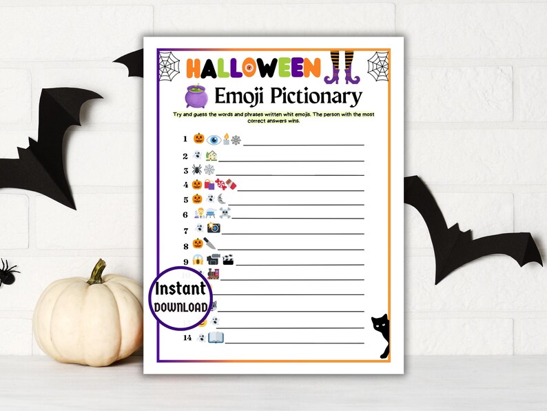 Halloween Emoji Pictionary Printable Game, Halloween Party Games ...