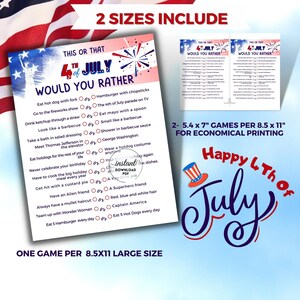 Fourth of July 'would You Rather' Game: USA Party Activity (PDF) - Etsy