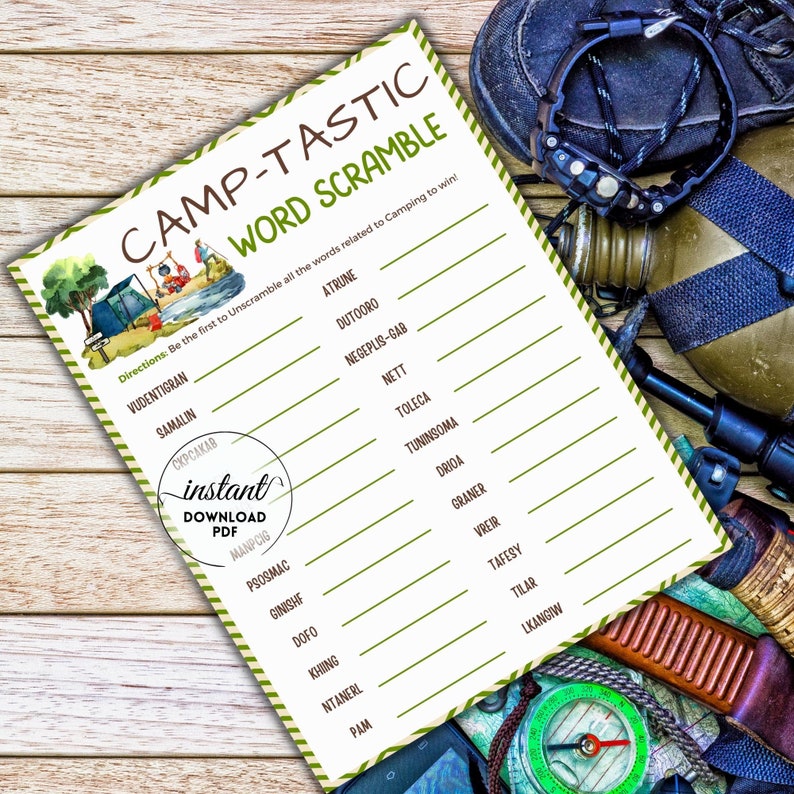 Camping Word Scramble Game, Family Camp Activities (PDF) - Etsy
