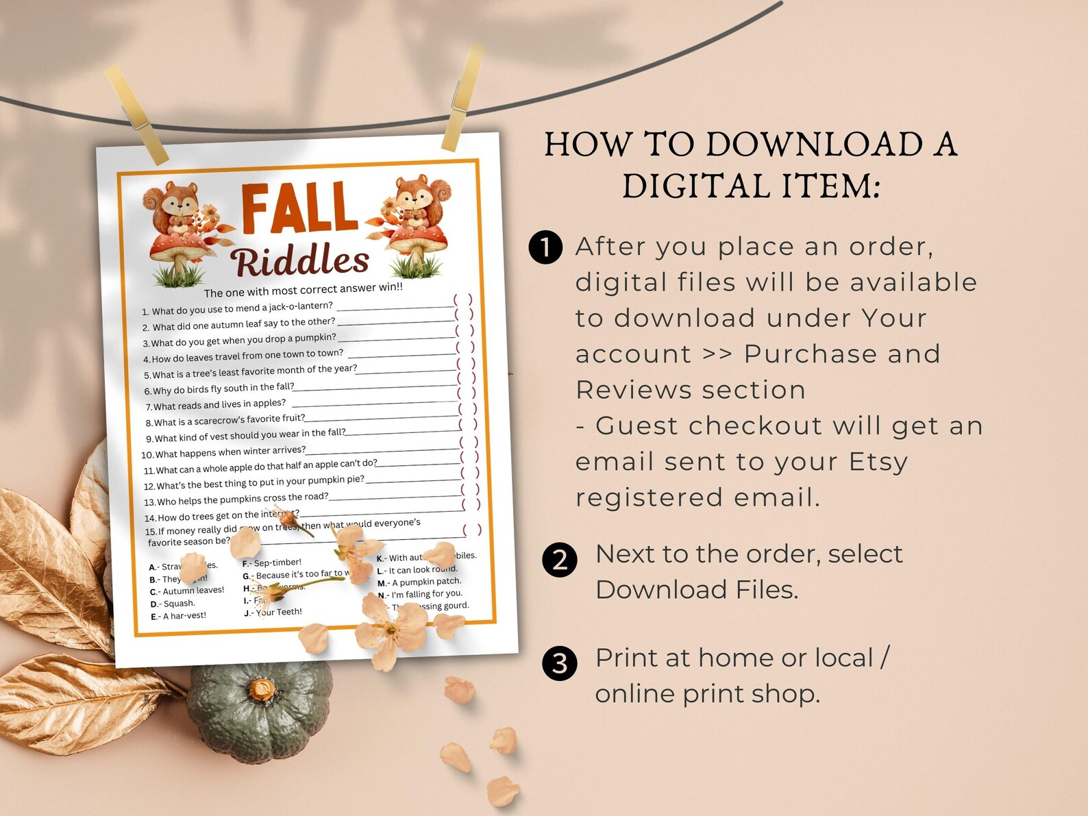 Fall Riddles Game,jokes for Kids,autumn Game, Fall Activity for Kids ...