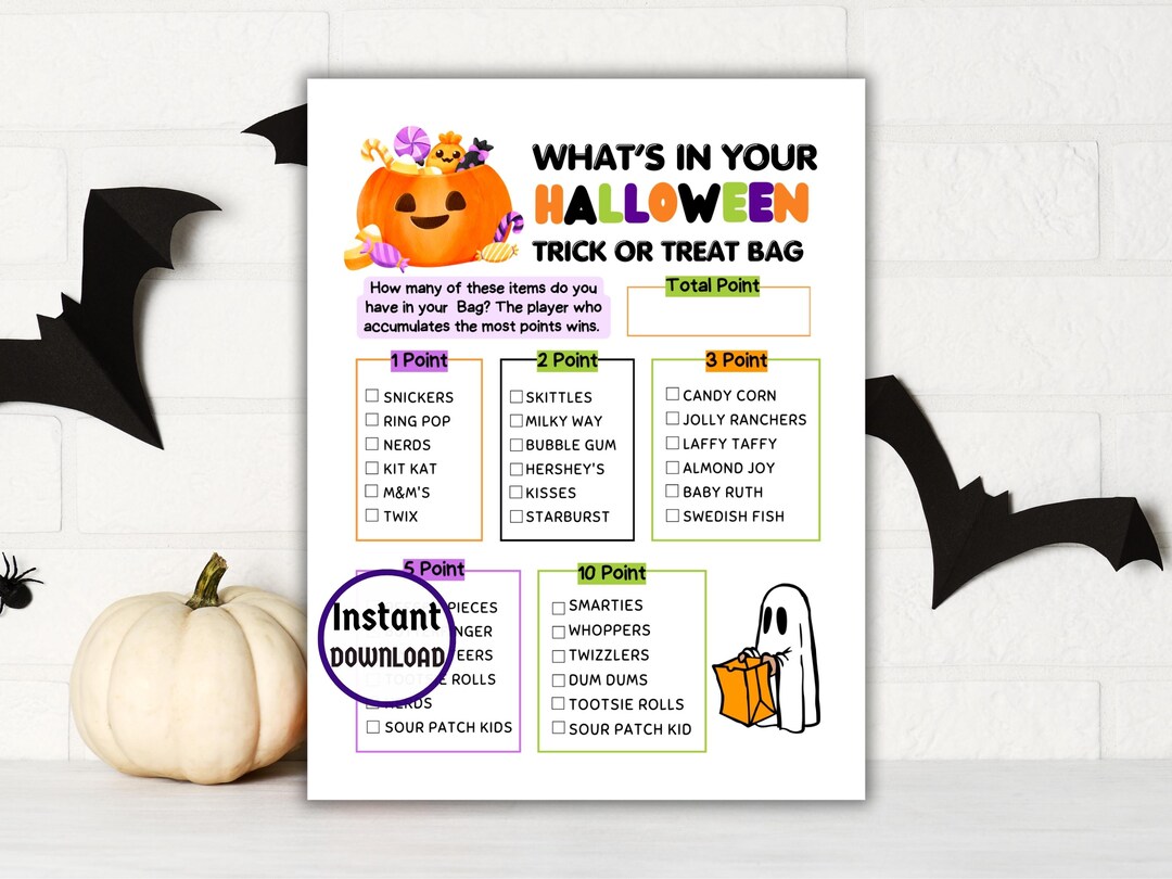 Halloween Trick or Treat Bag Game, Halloween Grab Candy Game, Halloween ...