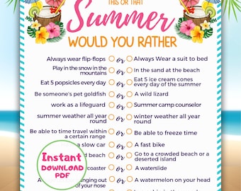 Summer Would You Rather Game - a This or That Style Summer Fun ...