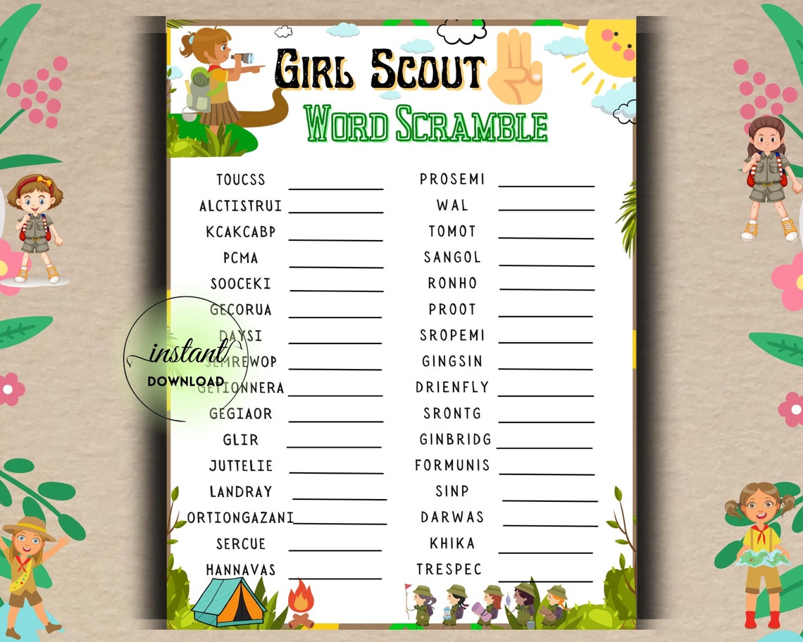 Girl Scout Word Scramble Game, Word Scramble, WORDFIX, Unscramble Words ...
