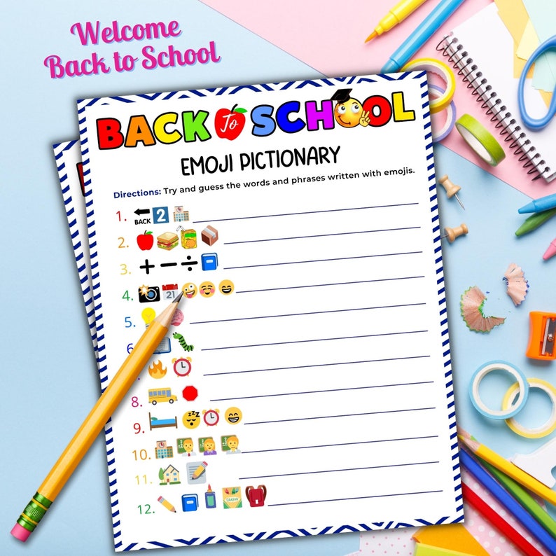 Back to School Emoji Game, Printable Back to School Game, Emoji ...