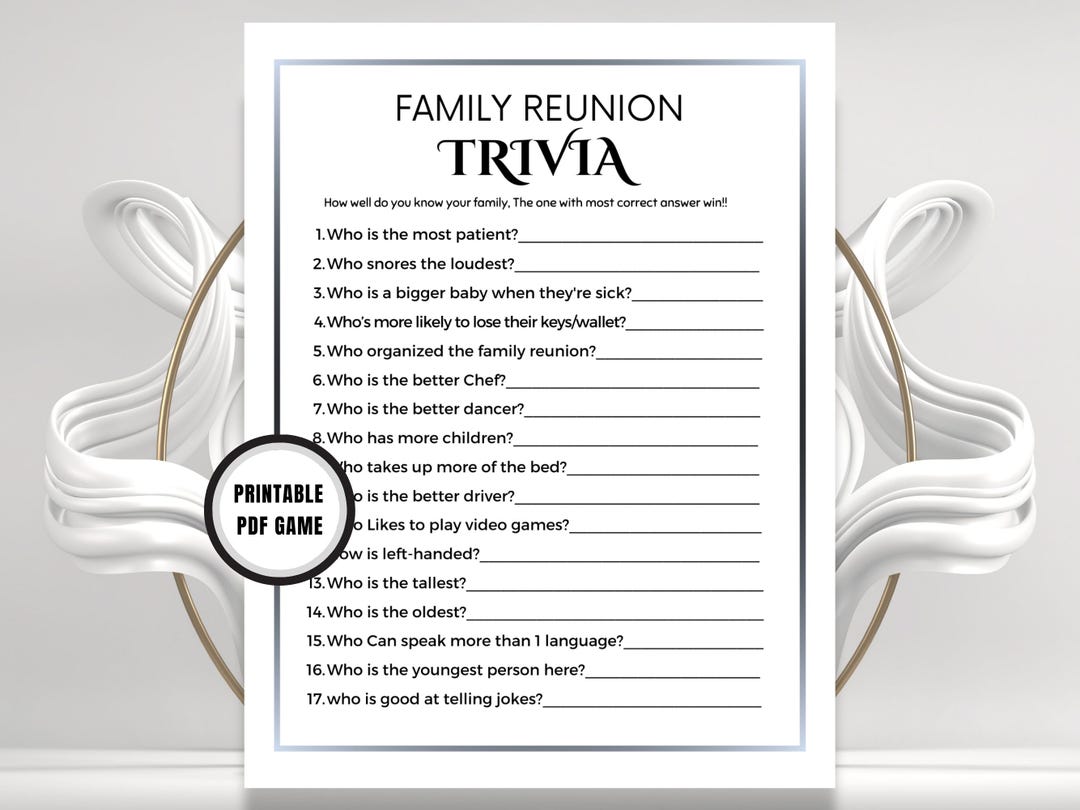 Family Reunion Trivia Game: Fun Family Quiz (PDF) - Etsy