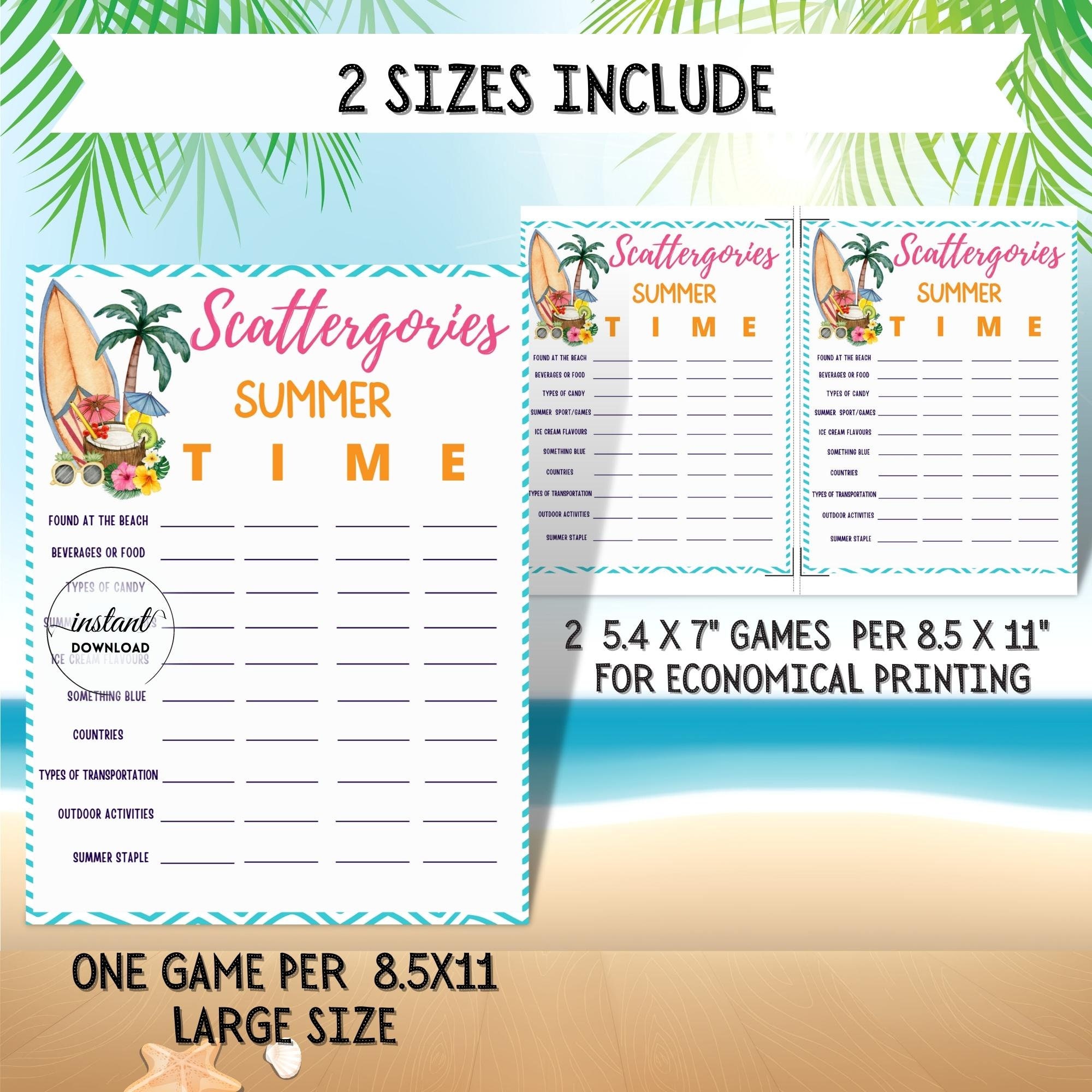 Summer Scattergories, Summertime Games, Scattergories for Kids & Adults ...