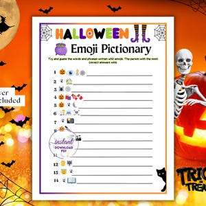 Halloween Emoji Pictionary Printable Game, Halloween Party Games ...