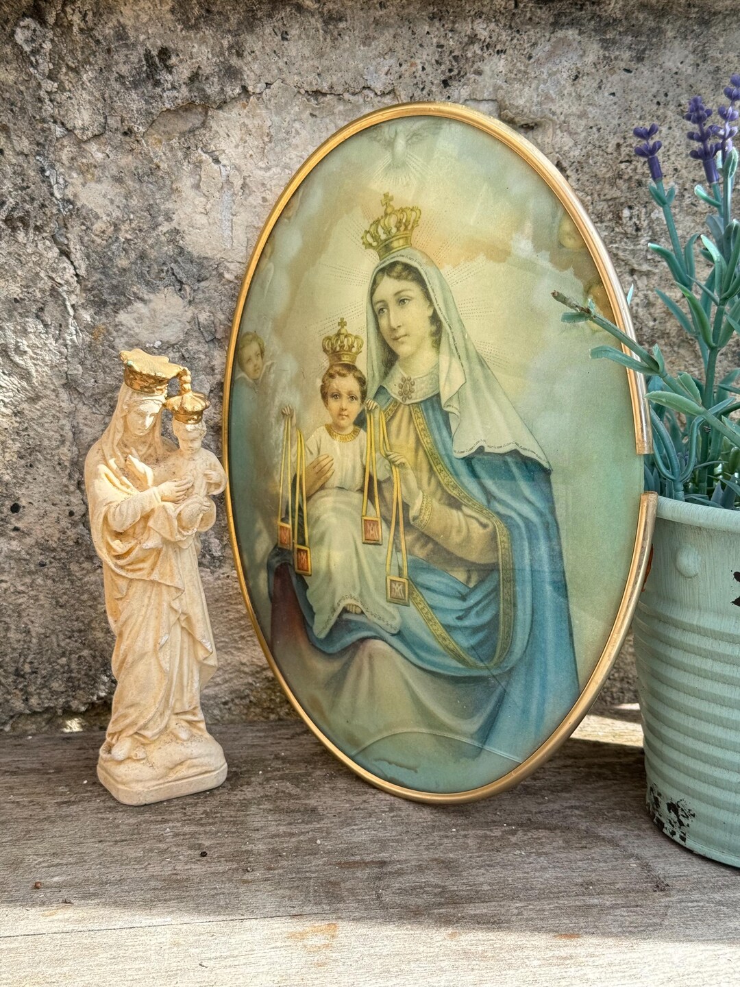 Crowned Virgin Mary and Jesus Statue, Madonna and Jesus Figurine ...