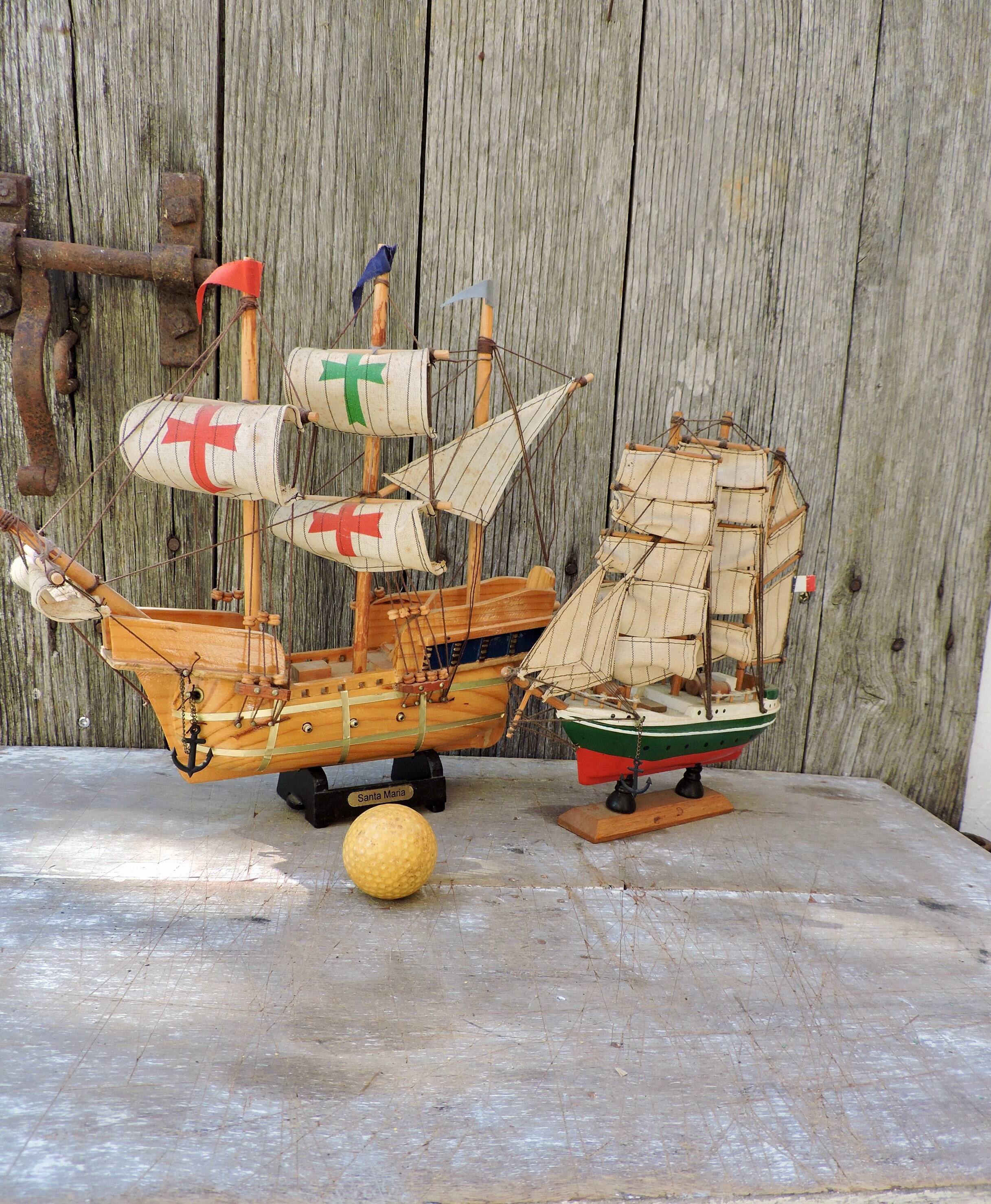 Two Vintage Model Boats, Model Sailing Vessel, 2 Miniature Sailing ...