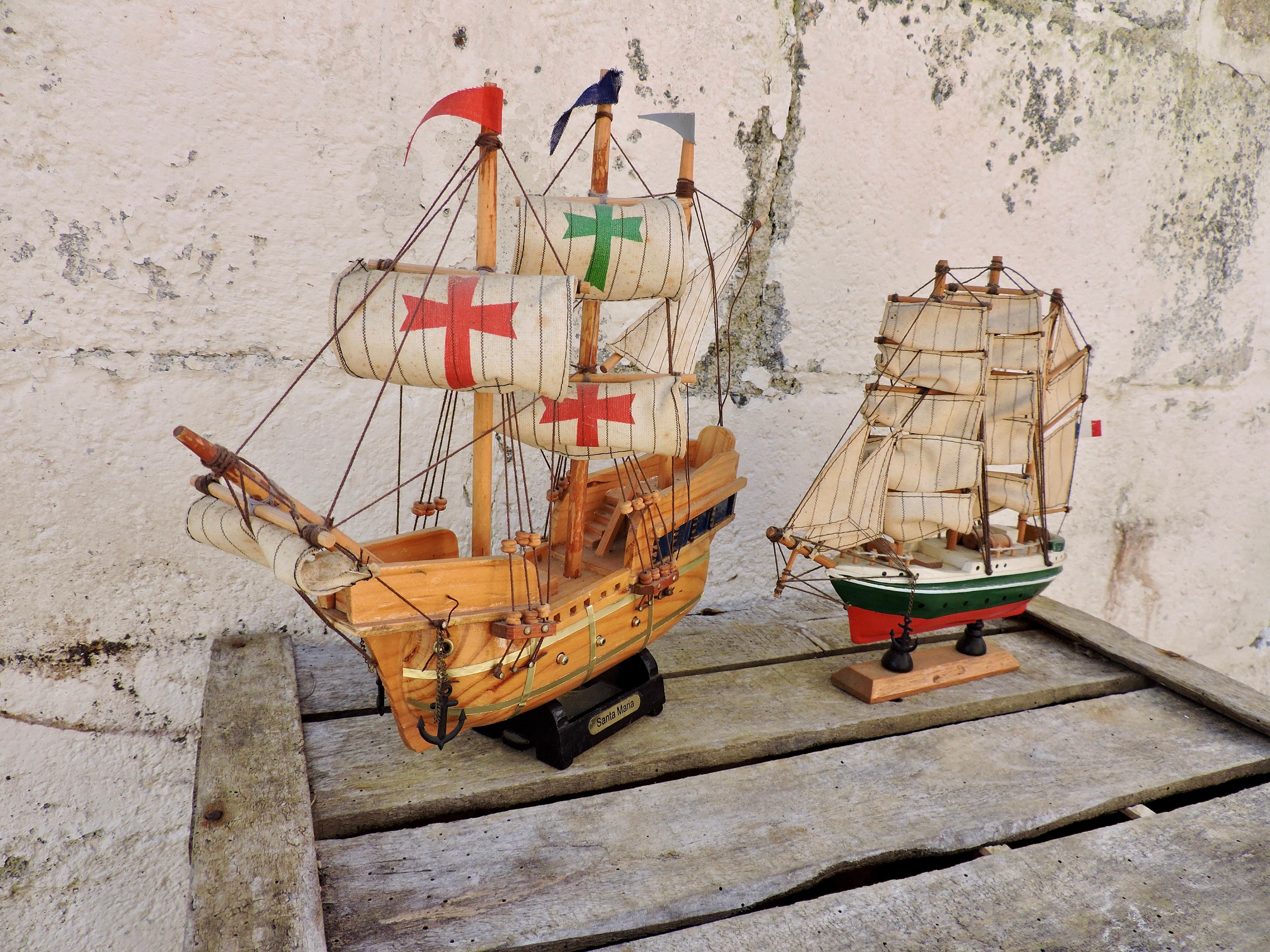 Two Vintage Model Boats, Model Sailing Vessel, 2 Miniature Sailing ...