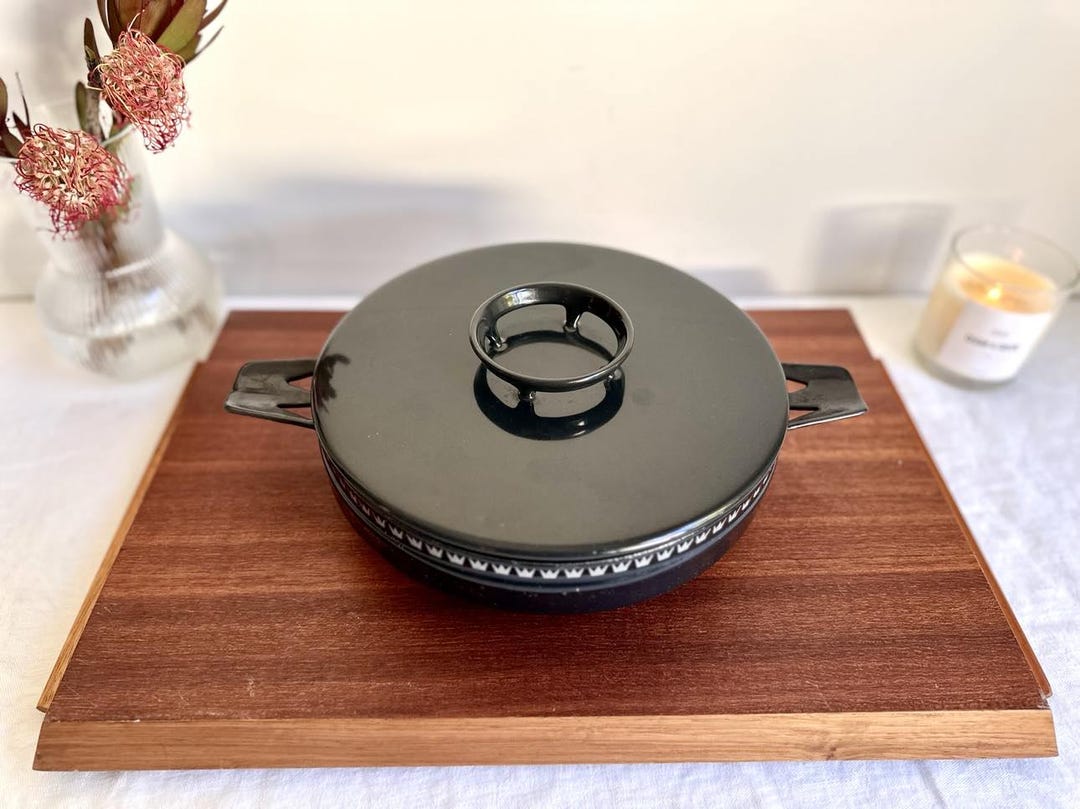 RARE Dan Kok Glud & Marstrand Denmark Enameled Black Lidded Skillet ...