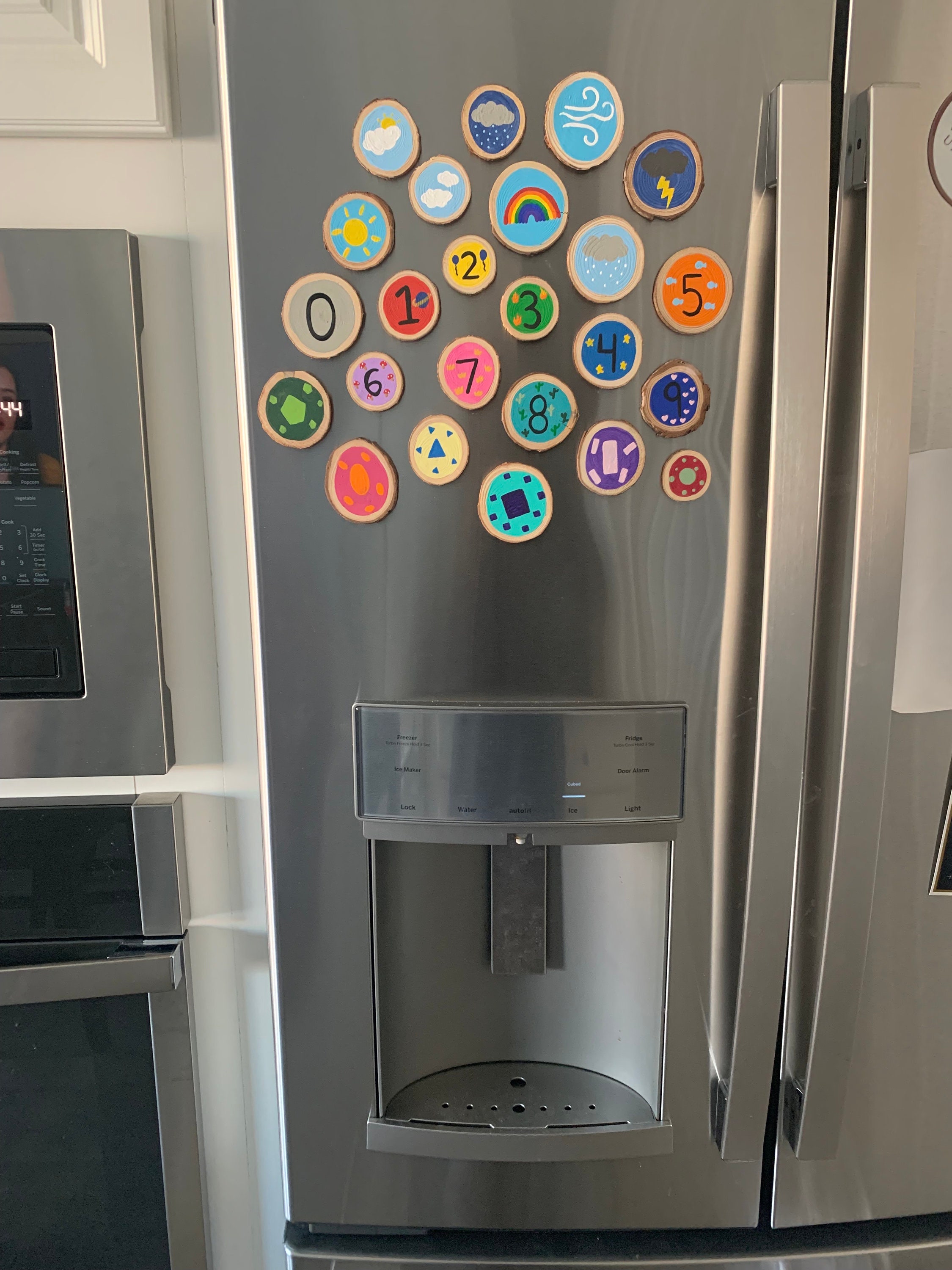 Wooden Numbers Shapes Weather Magnets, ABC Refrigerator Magnets for ...