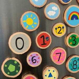 Wooden Numbers Shapes Weather Magnets, ABC Refrigerator Magnets for ...